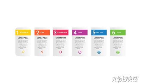 Vector Step Infographic Stack Chart Design With Icons And 6 Options • Wall Stickers Presentation