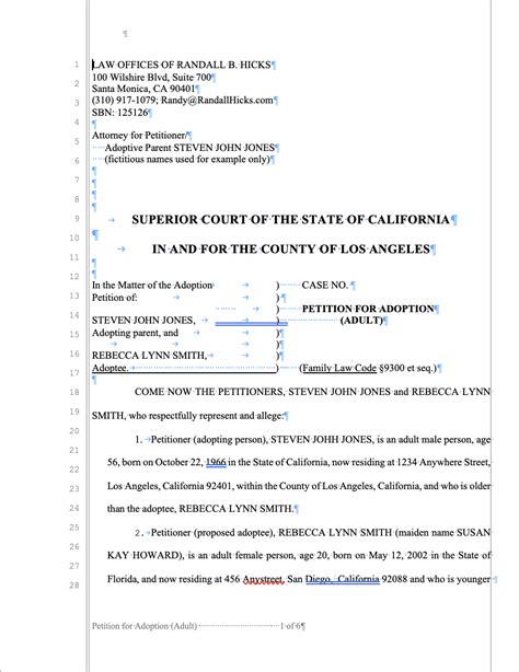 Sample Adult Petition For Adoption Adult Adoption Center