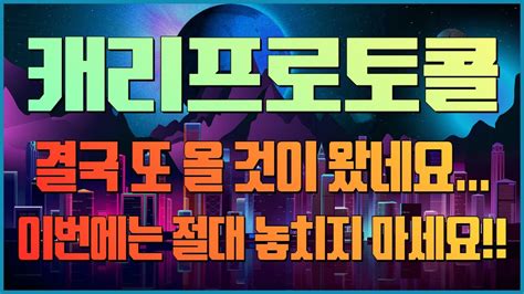 캐리프로토콜 결국 또 올 것이 왔네요 이번에는 절대 놓치지 마세요 Youtube