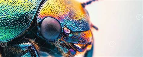 Close Up Of A Beetle S Shell With Vibrant Iridescent Colors Showcasing