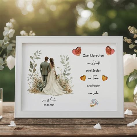 Geldgeschenk Hochzeit Personalisiert Im Bilderrahmen Mit Namen Und