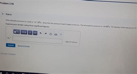 Solved Problem Part A If The Absoude Pressure In A Tank Chegg