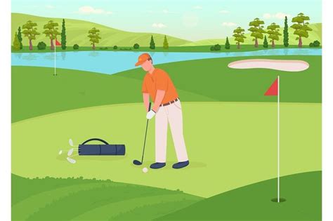 Golf Game Flat Vector Illustration