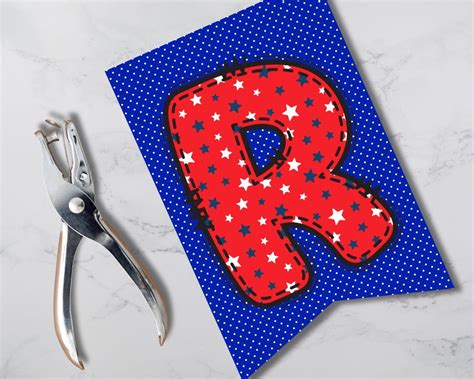 Patriotic Red White And Blue Star Alphabet Diy Printable