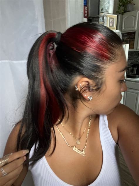 Skunk Strip Red Hair Inspo Red Hair Streaks Hair Color Streaks