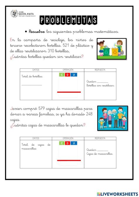 Restas Online Exercise For Segundo Grado Live Worksheets