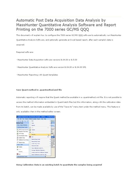 Automatic Post Data Acquisition Data Analysis By Masshunter