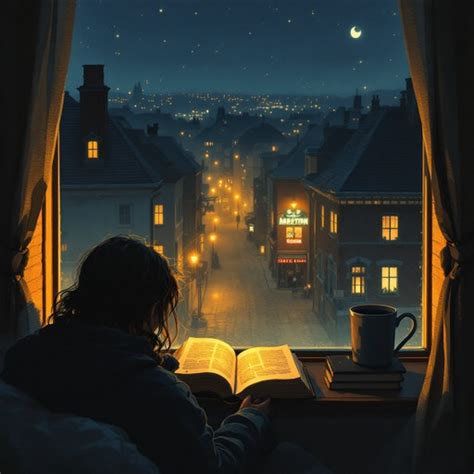Free Cozy Reading Night Image Reading Illustration Ghibli