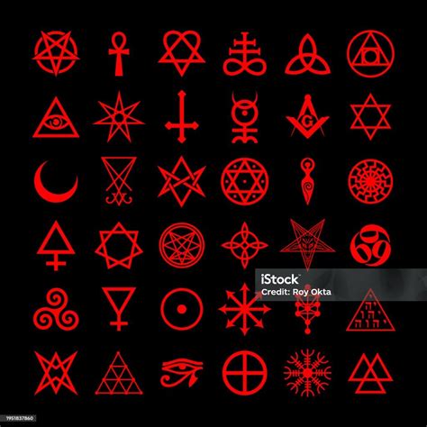 Satanic Symbols Medieval Occultism Magic Stamps Sigils Keys Mystical
