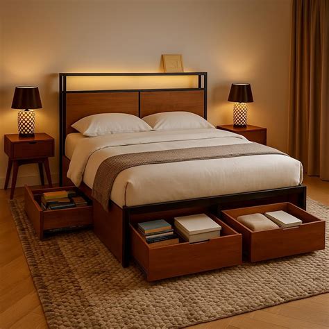 Base Para Cama Queen Size Con Dos Cajones De Almacenamiento Y Enchufes Bodega Aurrera En Línea