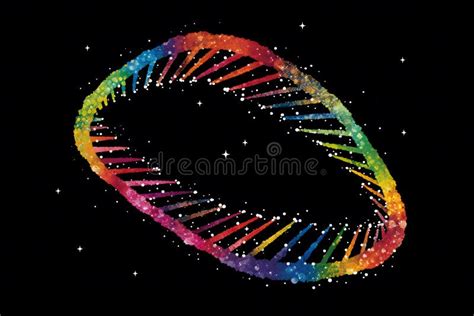 DNA Structure Digital Illustration In Space Colorful Background Neural Network AI Generated