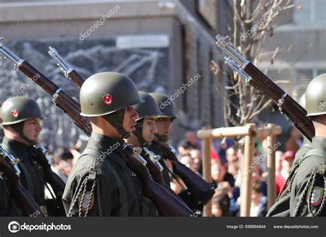 Turkish Military Units March Precision Republic Day Parade Displaying