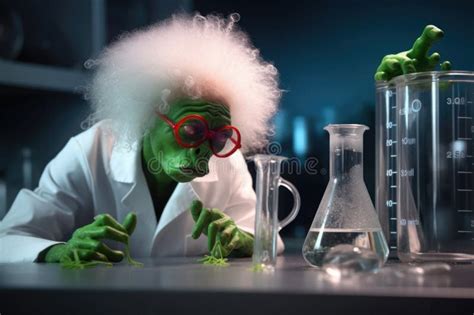 Alien Scientist Observing Frogand X27s Reaction To Experiment Involving