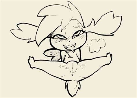 Rule 34 2020 Anthro Anus Black And White Blush Female Front View Full Length Portrait Genitals