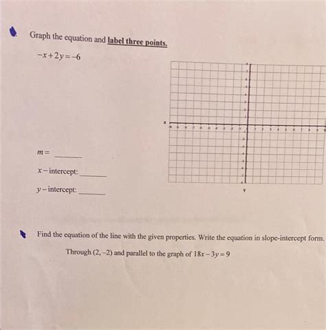 Solved Graph The Equation And Label Three Points X2y 6