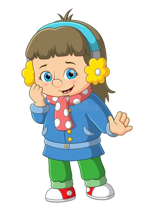 Cute Girl Dressed In Winter Warm Clothes Stock Vector Illustration Of