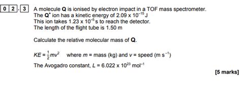 [a Level Chemistry Tof Mass Spectroscopy Calculation] R Homeworkhelp