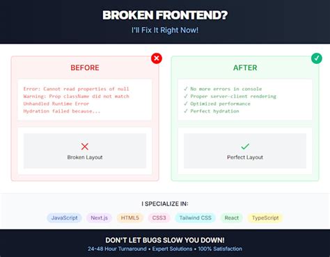 Fix Your Html Css Javascript Nextjs And Tailwind Css Bugs And Errors By