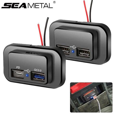 Seametal Dual Usb Car Charger Socket 12v24v Usb Charging Outlet Power