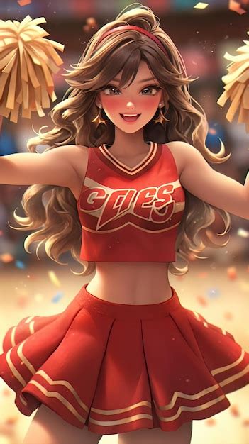 Premium Ai Image Animeinspired Cheerleader Waifu Digital Art
