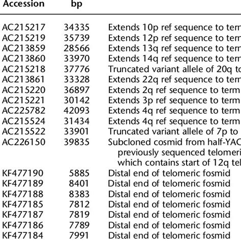 Subtelomeric Sequences From Telomeric Clones Download Table