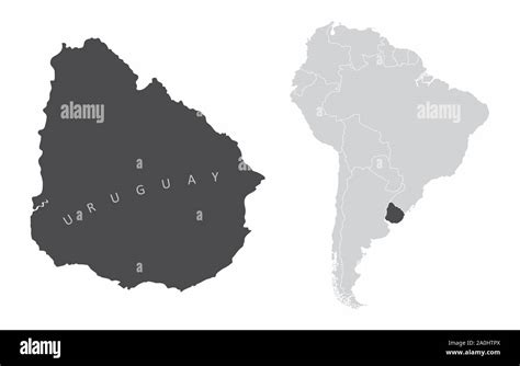 The Uruguay Map And Its Location In South America Stock Vector Image