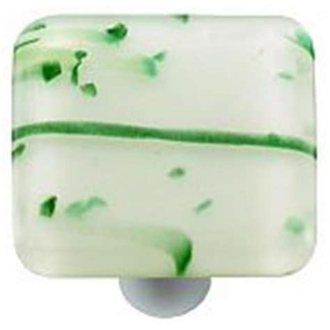 Hot Knobs Mardi Gras Green With White Square Glass Cabinet Knob Black