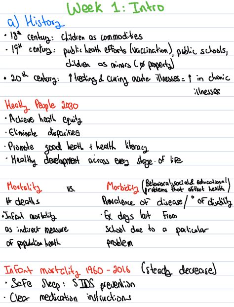 Peds Exam 1 Notes Peds Exam 1 Week 1 Intro A History 18 ᵗʰ Century