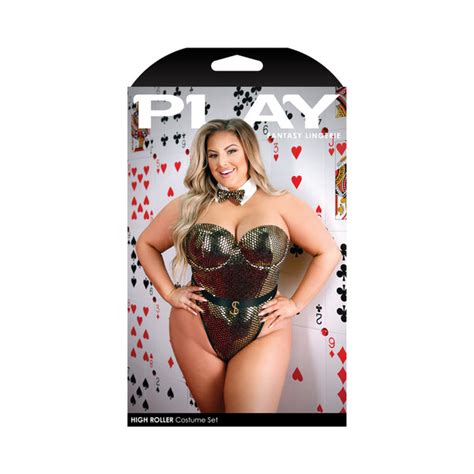 Play High Roller Costume Sequined Bodysuit With Molded Cups Snap Clos