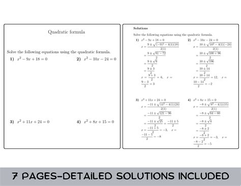 Quadratic Formula Worksheet With Answers Dbexcelcom 10th Grade Math