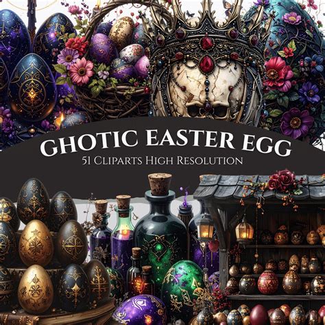 Gothic Easter Egg Clipart Dark Spring Png Bundle Commercial Use Etsy