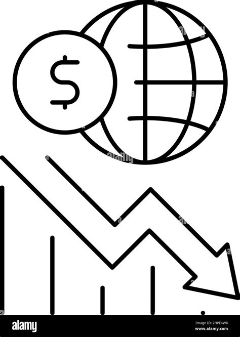 Worldwide Economy Crisis Line Icon Vector Illustration Stock Vector