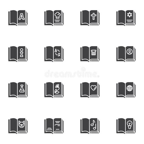 Science Books Collection Vector Icons Set Stock Vector Illustration