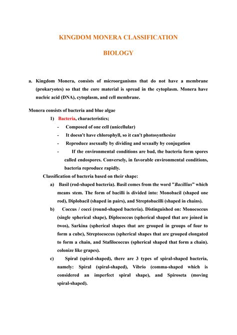 Solution Kingdom Monera Classification Studypool