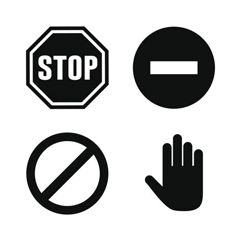 Stop Icon Symbol Set Vector 23366350 Vector Art At Vecteezy