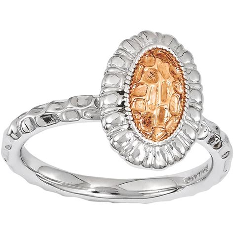 Stackable Expressions Sterling Silver Rose Gold Plated Oval Ring