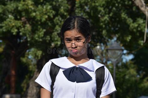 Unhappy Smart Diverse Girl Wearing Glasses Stock Image Image Of