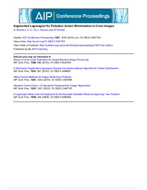 Pdf Augmented Lagrangian For Polyakov Action Minimization In Color Images