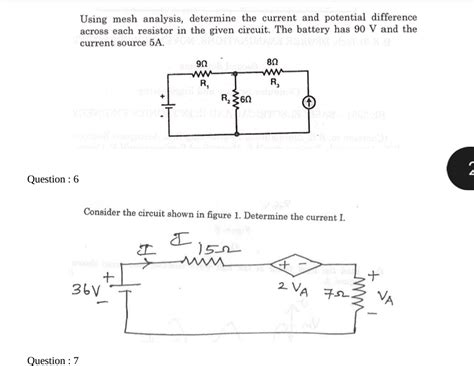 Using Mesh Analysis Determine The Current And Potential Difference Acros