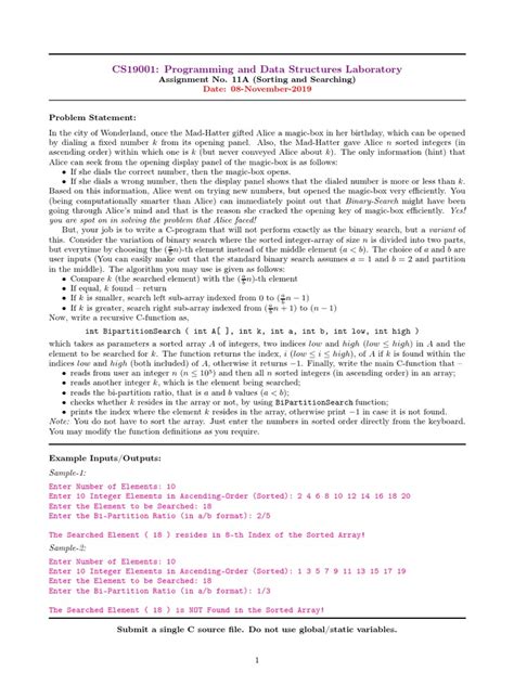 Cs19001 Programming And Data Structures Laboratory Date 08 November