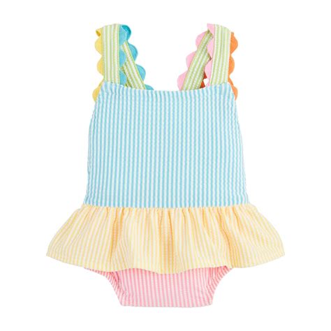 Mud Pie Girls Ric Rac Seersucker Swimsuit Sunset And Co