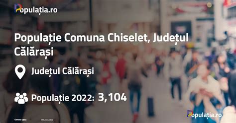 Populația Comunei Chiselet Jud Călărași 2023 Populatia Ro