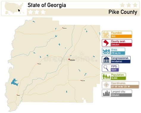 Map Of Pike County In Georgia Usa Stock Vector Illustration Of States