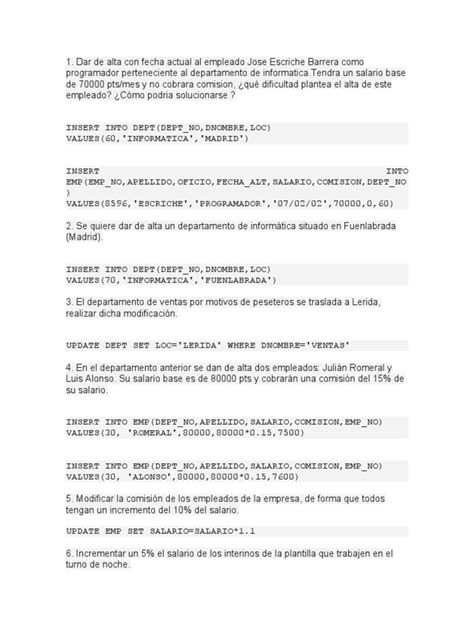 Ejercicios Sql Pdf Sql Software De Gestión De Datos