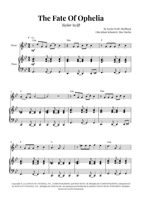 The Fate Of Ophelia Arr Glauco Fernandes By Taylor Swift Sheet Music