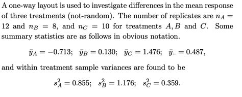 solved a one way layout is used to investigate differences