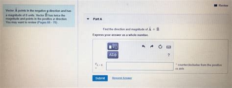 solved review vector a points in the negative y direction