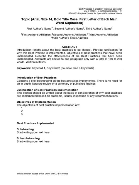 best practices writing template pdf