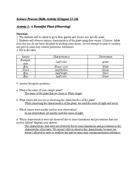 Science Process Skills Activity I Pdf Shrub Trees Science Process Skills Activity I Pdf Shrub Trees