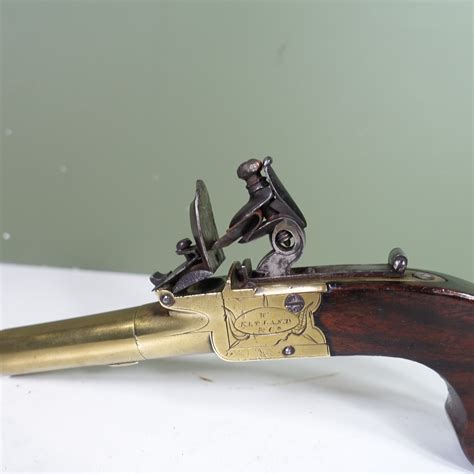 18th C Flintlock Pistol With Flush Trigger